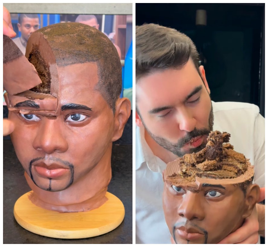 Confeiteiro faz 'bolo de calabreso' com a cara de Davi, do 'BBB 24 ...